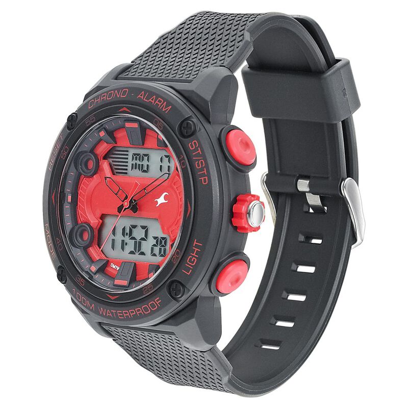 Fastrack Streetwear Red Dial with Black Colour Strap Watch for Guys