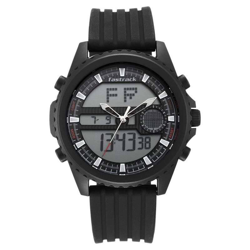 Fastrack Streetwear Quartz Analog Digital Black Dial PU Strap Watch for ...