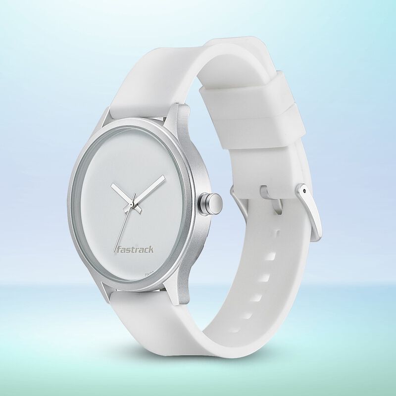 Fastrack Topicals Quartz Analog White Dial Silicone Strap Unisex Watch
