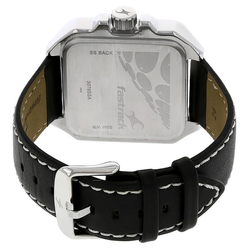 Fastrack Quartz Analog Black Dial Leather Strap Watch for Guys