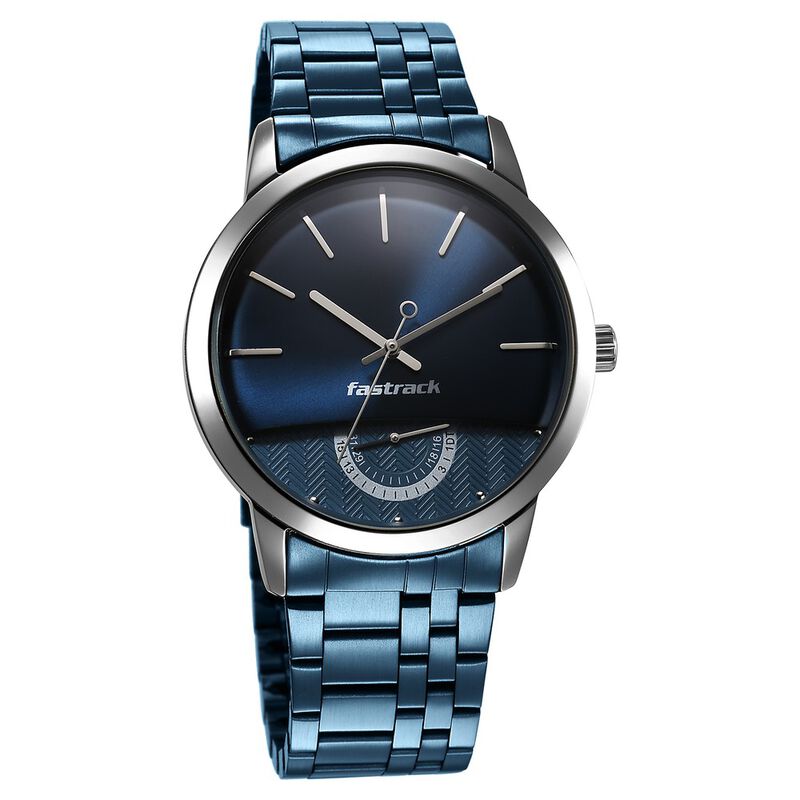 Fastrack Opulence Quartz Analog with Date Blue Dial Stainless Steel ...