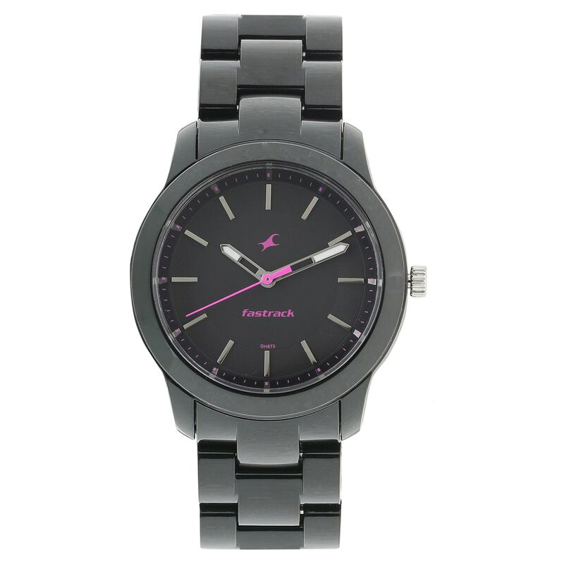 Buy Online Fastrack Trendies Quartz Analog Black Dial Plastic Strap ...