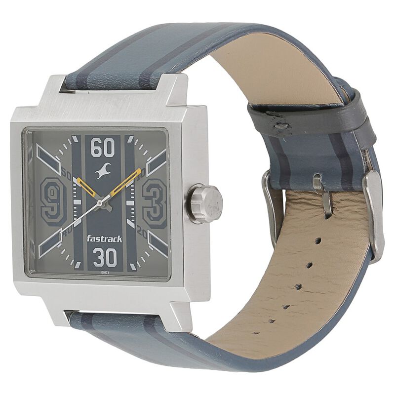 Fastrack Varsity Quartz Analog Grey Dial Leather Strap Watch for Guys