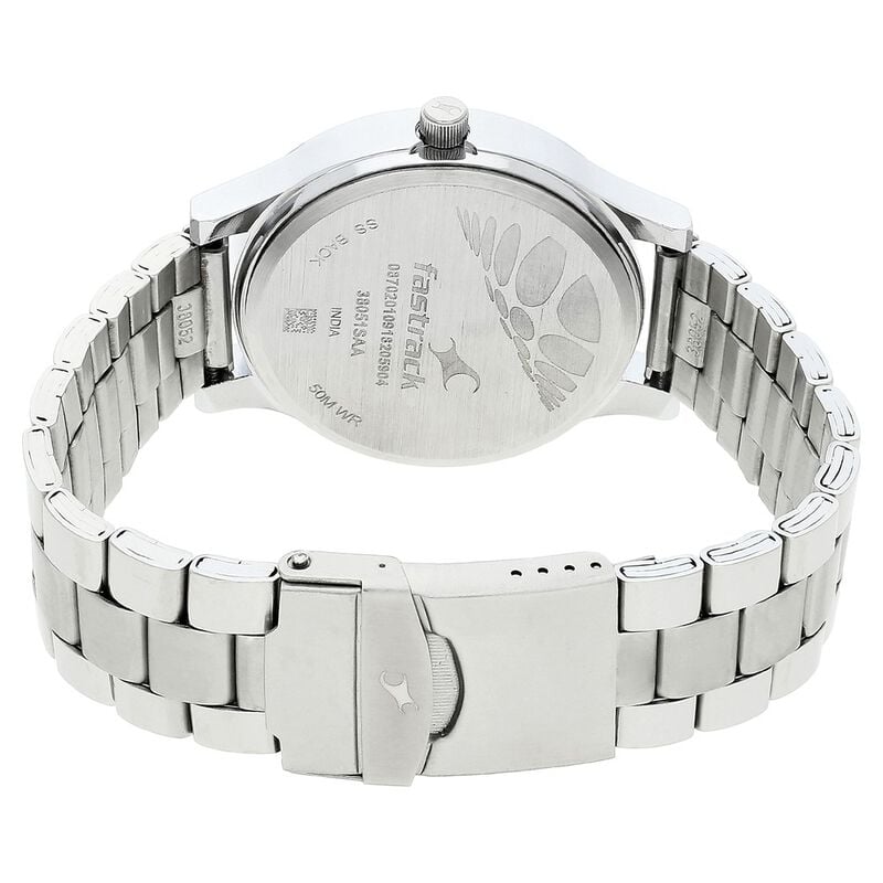 Fastrack Bold Quartz Analog Blue Dial Stainless Steel Strap Watch for Guys