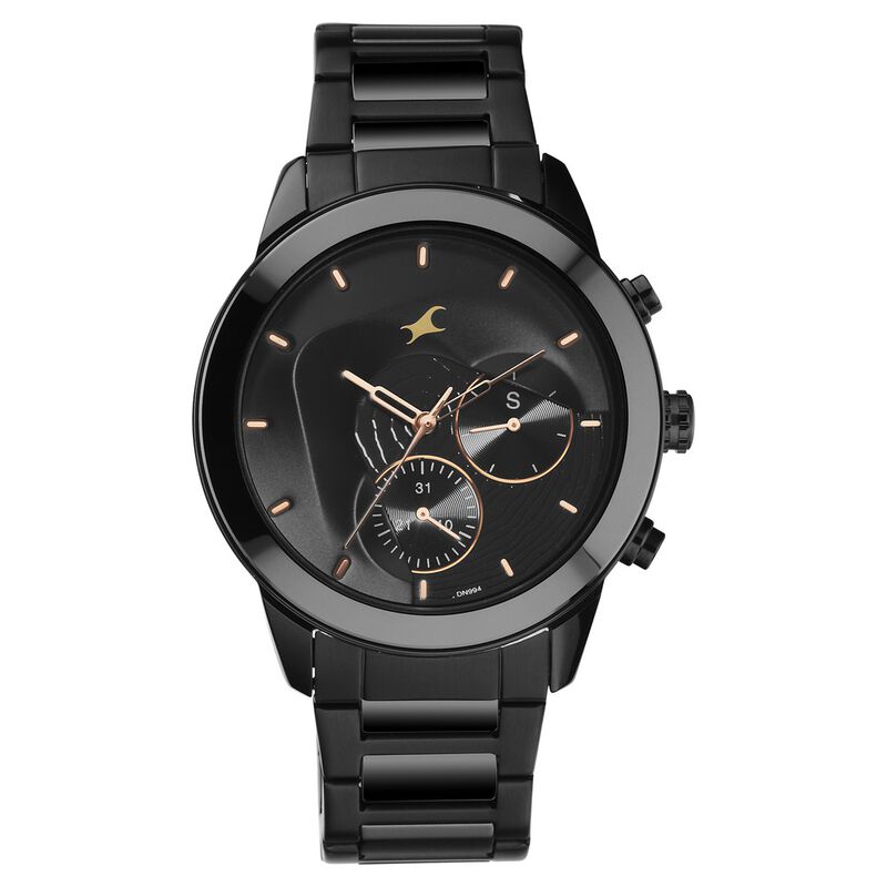Buy Online Fastrack Cerame Quartz Multifunction Black Dial Steel ...