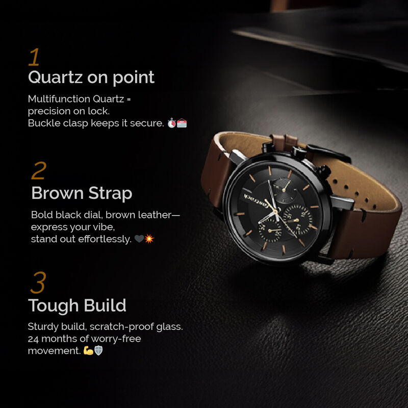 Fastrack Tick Tock Black Dial Watch for Guys