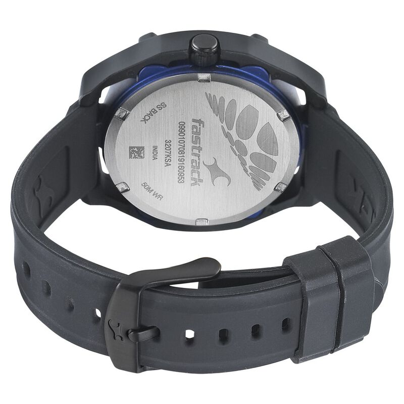 Fastrack Space Rover Quartz Analog Moonphase Black Dial Silicone Strap ...