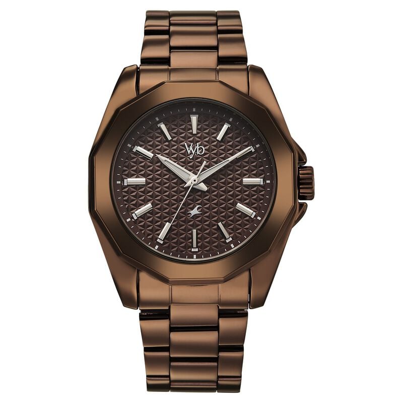 Buy Online Vyb Challenger By Fastrack Quartz Analog Brown Dial Brown ...