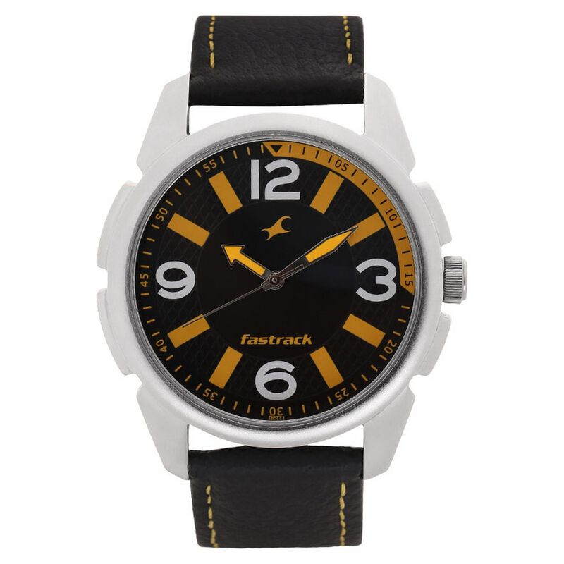 Buy Online Fastrack Quartz Analog Black Dial Leather Strap Watch for ...