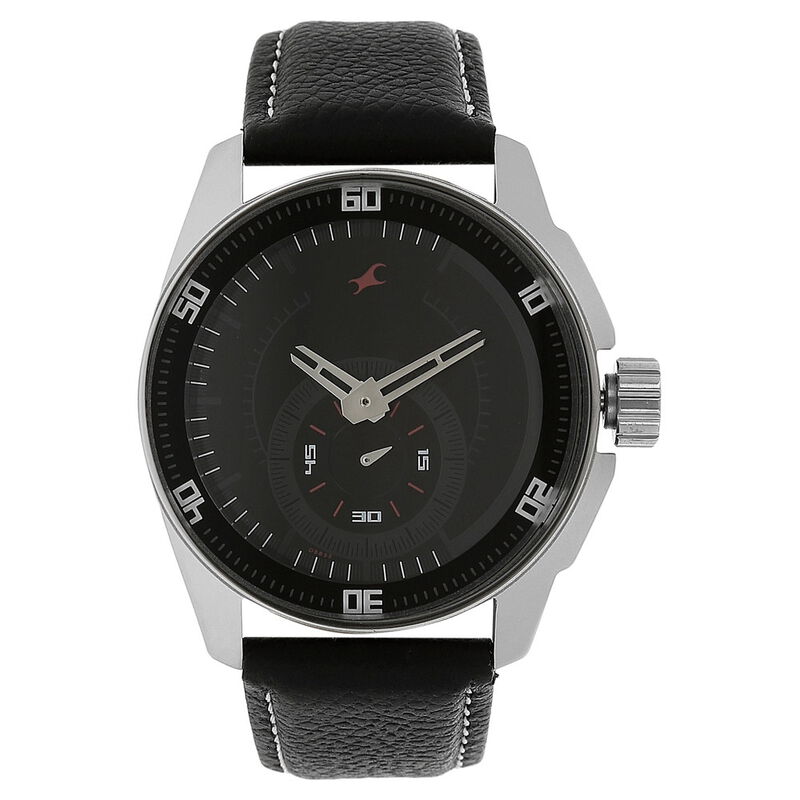 Buy Online Fastrack Quartz Analog Black Dial Leather Strap Watch for ...
