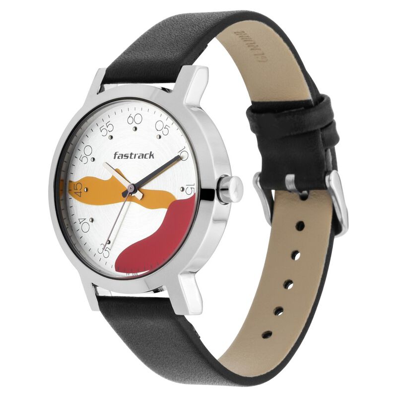 Fastrack Bare Basics Quartz Analog Silver Dial Leather Strap Watch for ...