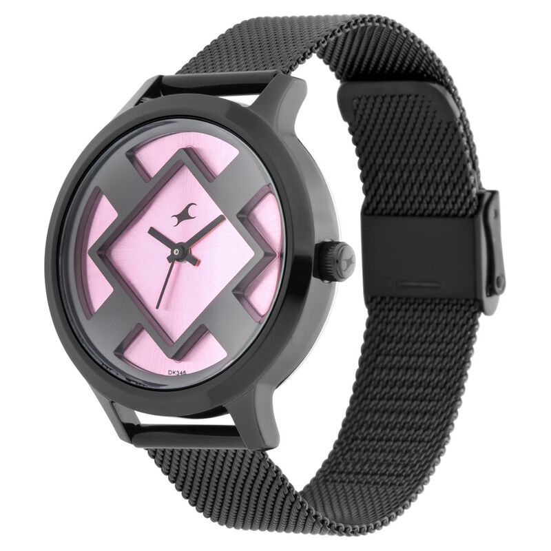 Fastrack Fit Outs Quartz Analog Pink Dial Metal Strap Watch for Girls