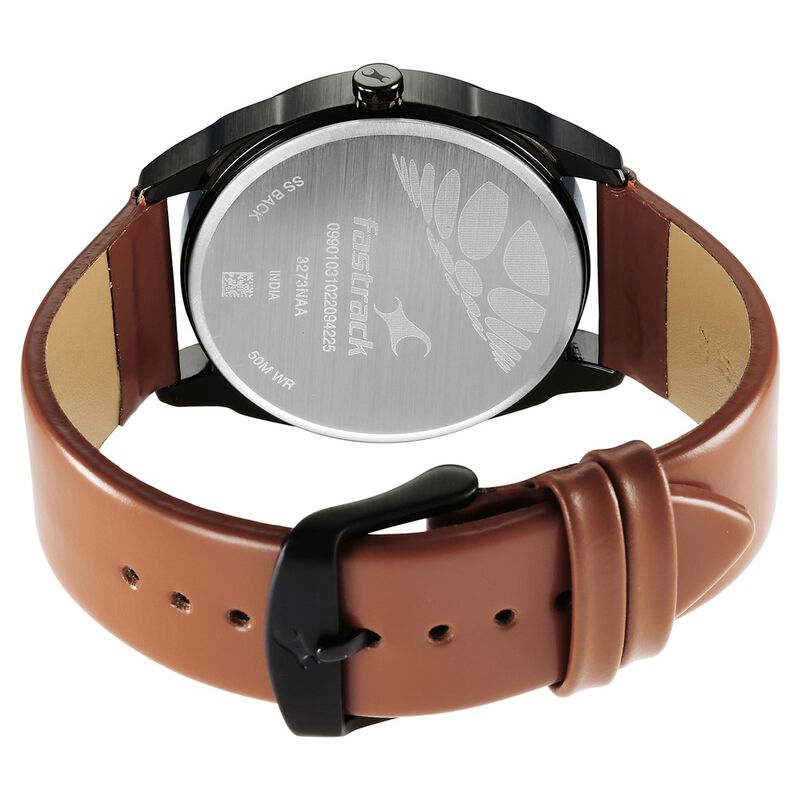 Fastrack After Dark Blue Dial Leather Strap Watch for Guys