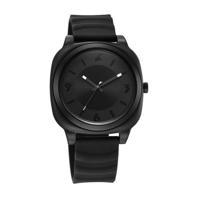 Fastrack Hype All Black Quartz Analog Black Dial With Black Silicone ...