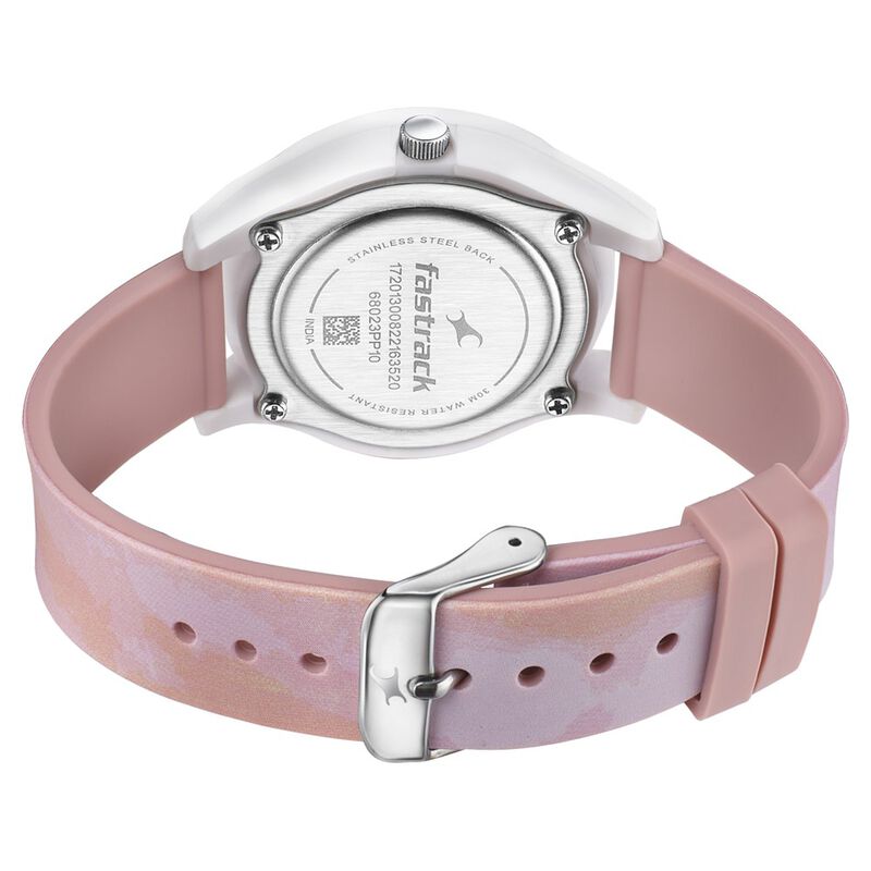 Fastrack Tie & Dye Quartz Analog Pink Dial Silicone Strap Watch for Girls