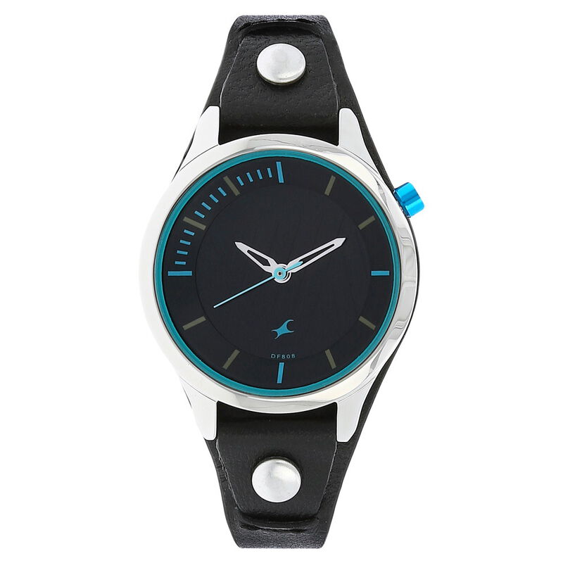 Buy Online Fastrack Motorheads Quartz Analog Black Dial Leather Strap ...