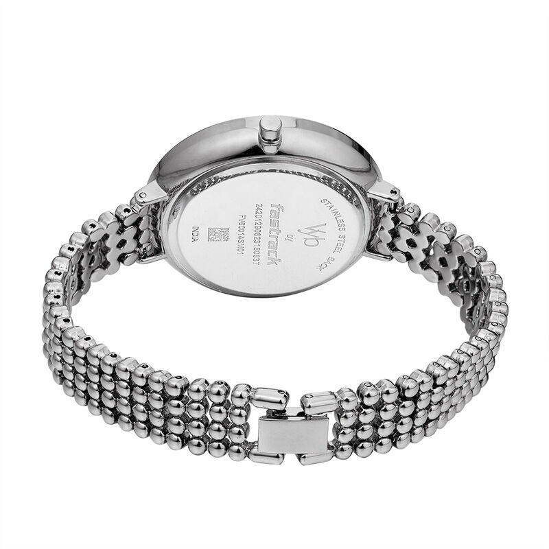 Fastrack Vyb Iconique Quartz Analog Black Dial Metal Strap Watch for Girls