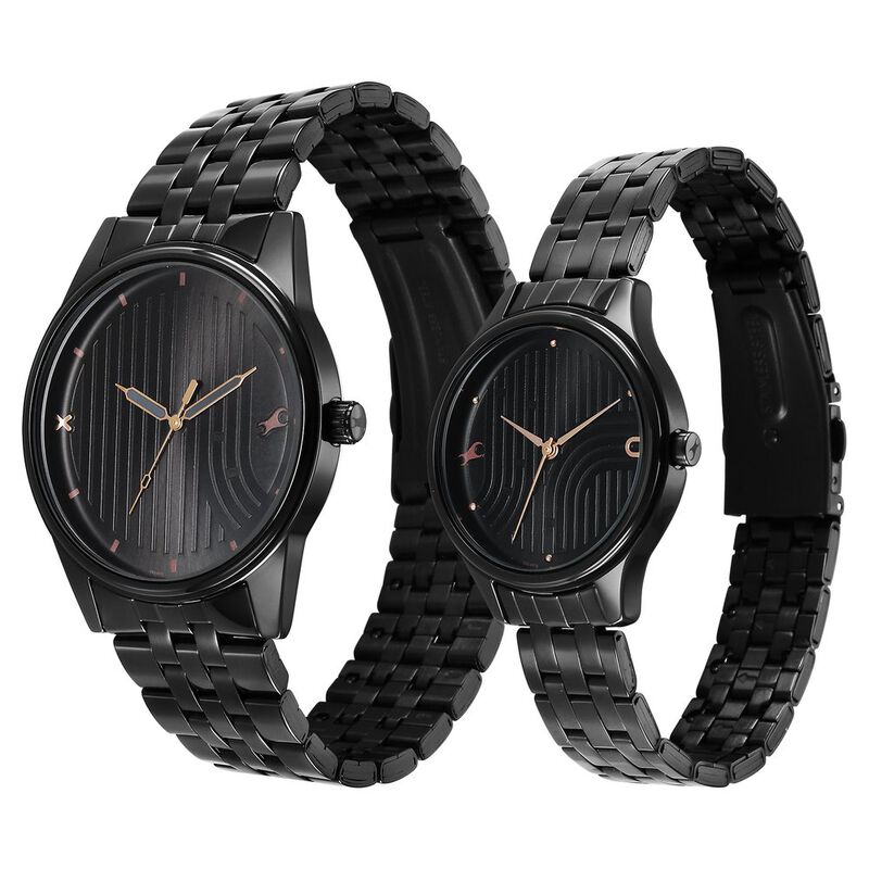 Fastrack Mixmatched Quartz Analog Black Dial With Black Metal Strap ...