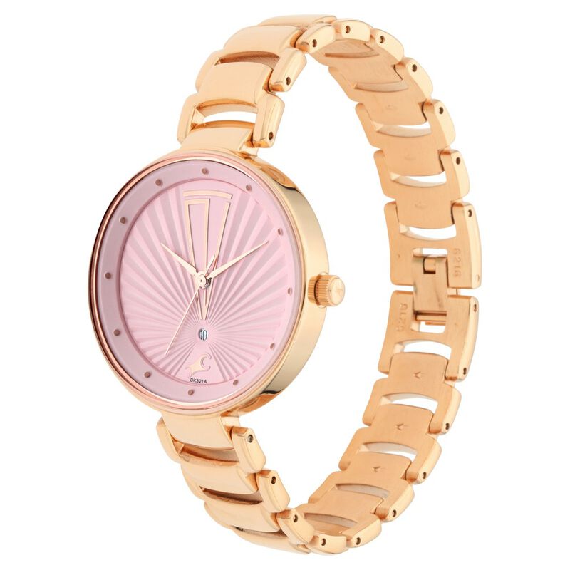 Fastrack Ruffles Quartz Analog with Date Pink Dial Stainless Steel ...