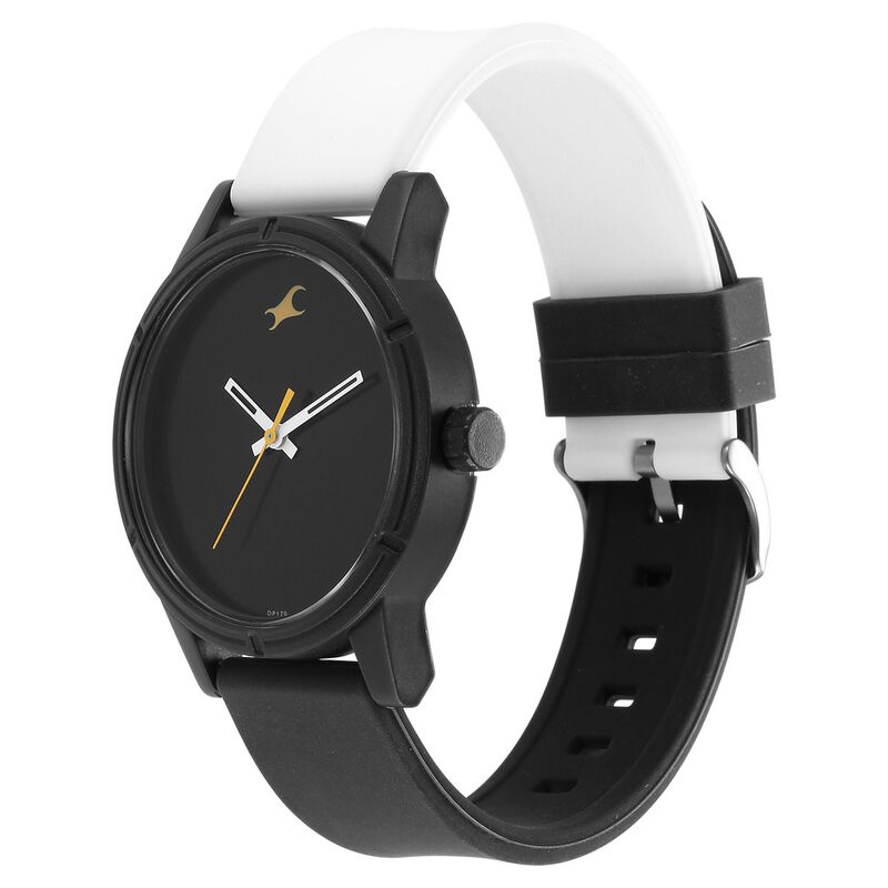 Fastrack Tees Quartz Analog Black Dial Silicone Strap Watch for Guys