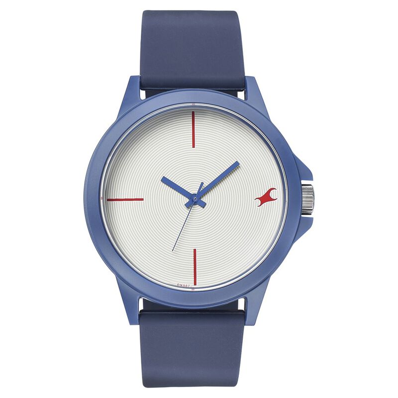 Fastrack Tees Quartz Analog White Dial Silicone Strap Unisex Watch