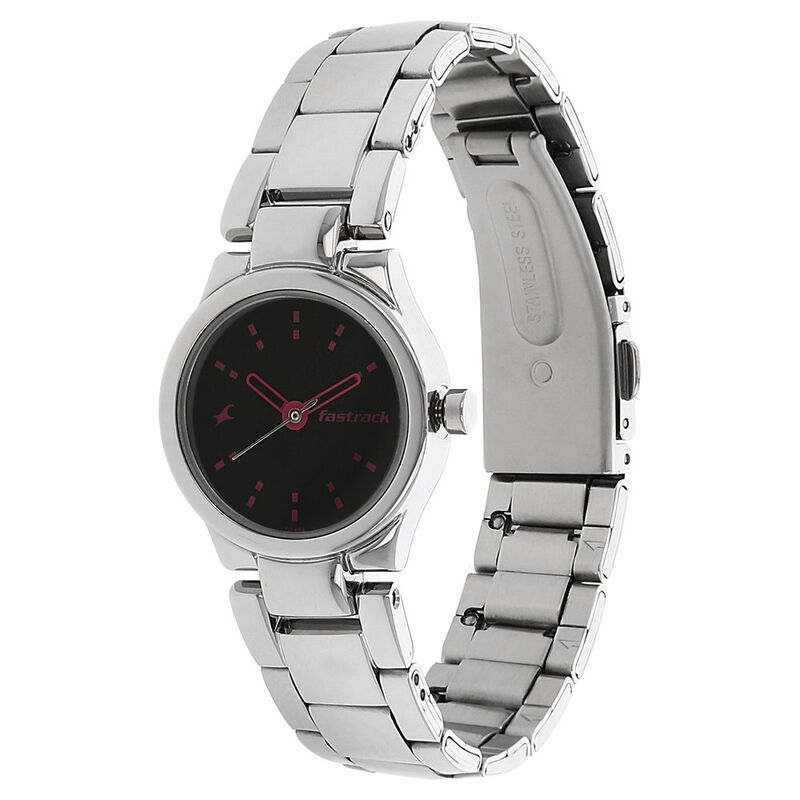 Fastrack Quartz Analog Black Dial Metal Strap Watch for Girls