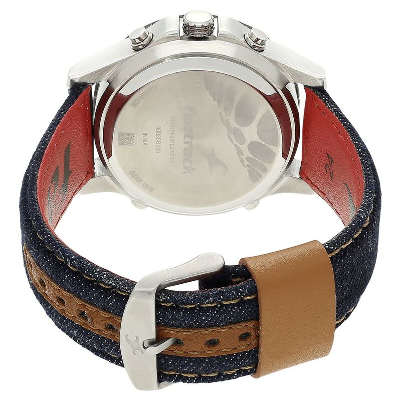 Fastrack Denim Quartz Analog Digital Black Dial Denim Strap Watch for Guys