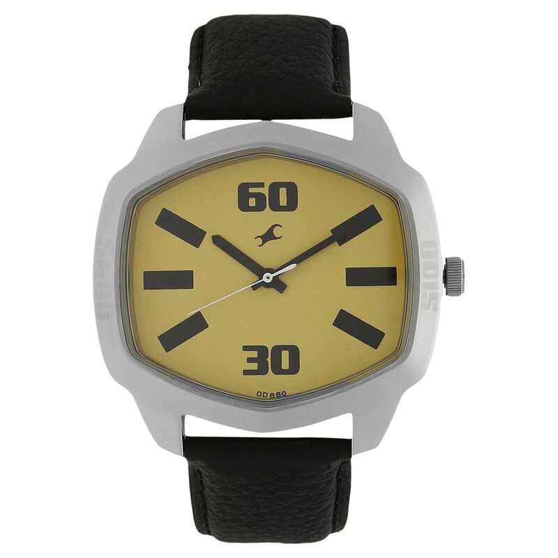 Buy Online Fastrack Quartz Analog Yellow Dial Leather Strap Watch for ...