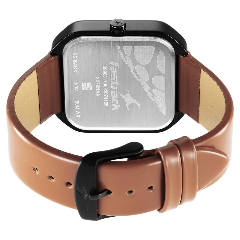 Fastrack After Dark Grey Dial Leather Strap Watch for Guys