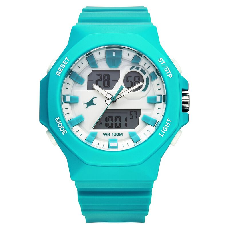 Buy Online Fastrack Streetstyle Quartz Digital Silver Dial Teal PU ...