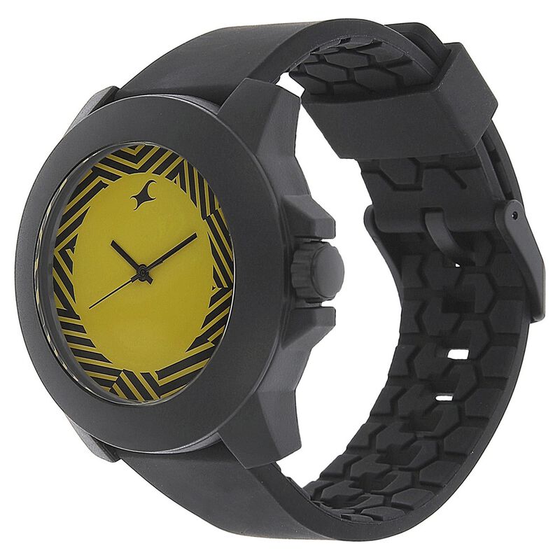 Fastrack Quartz Analog Yellow Dial Plastic Strap Watch for Unisex