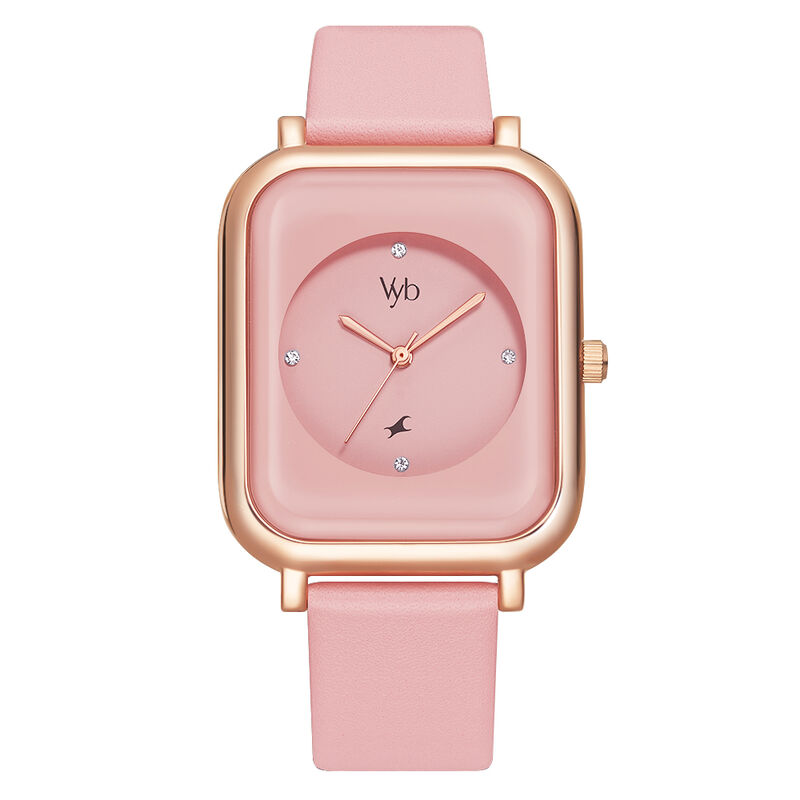 Buy Online Fastrack Vyb Muse Quartz Analog Pink Dial Leather Strap ...
