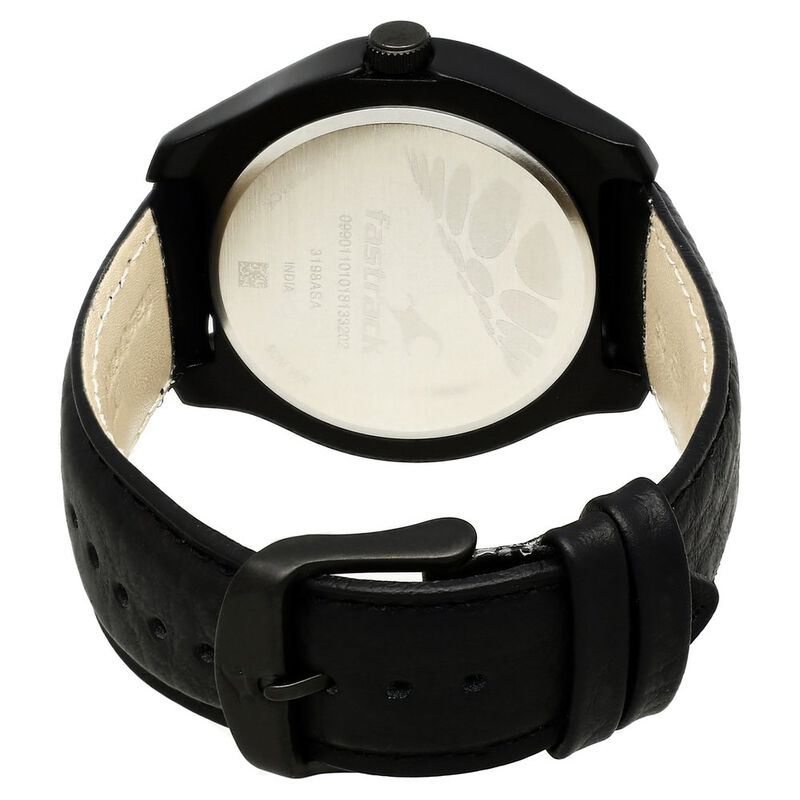 Fastrack Road Trip Quartz Analog Black Dial Leather Strap Watch for Guys