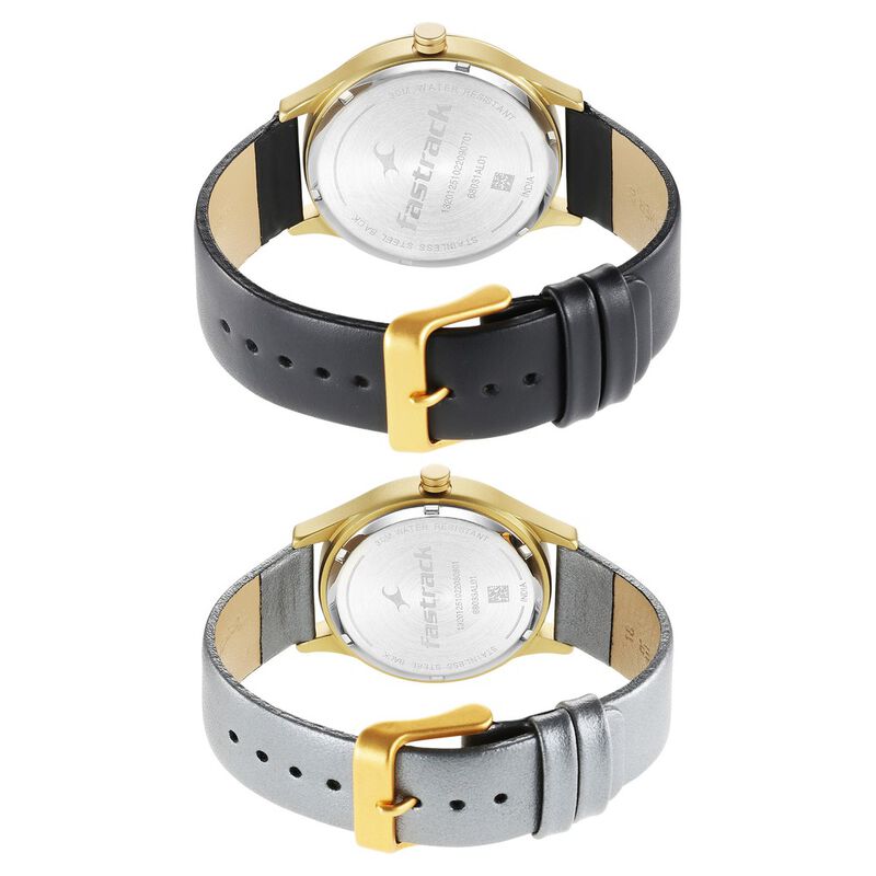 Fastrack Mixmatched Couple Watches with Grey and Silver Dial