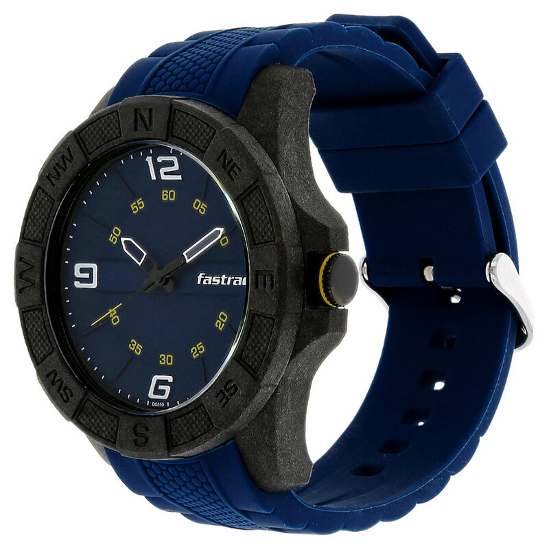 Fastrack Light Weight Quartz Analog Blue Dial Silicone Strap Watch for Guys