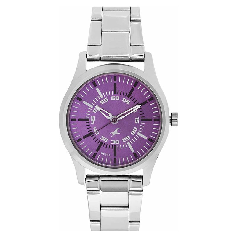 Buy Online Fastrack Quartz Analog Purple Dial Metal Strap Watch for ...