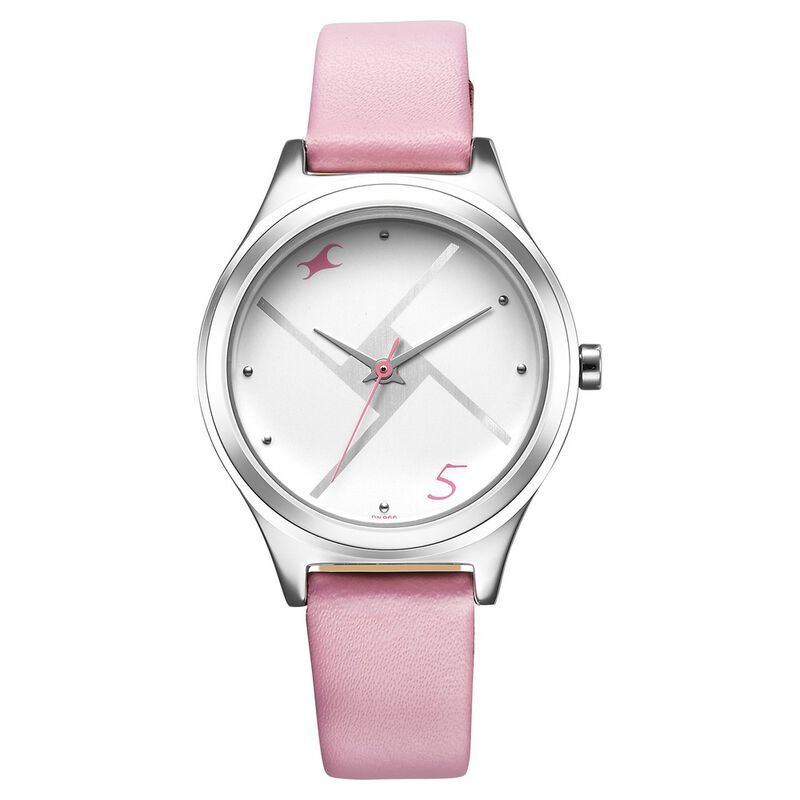 Buy Online Fastrack Stunners Silver Dial Leather Strap Watch for Girls ...