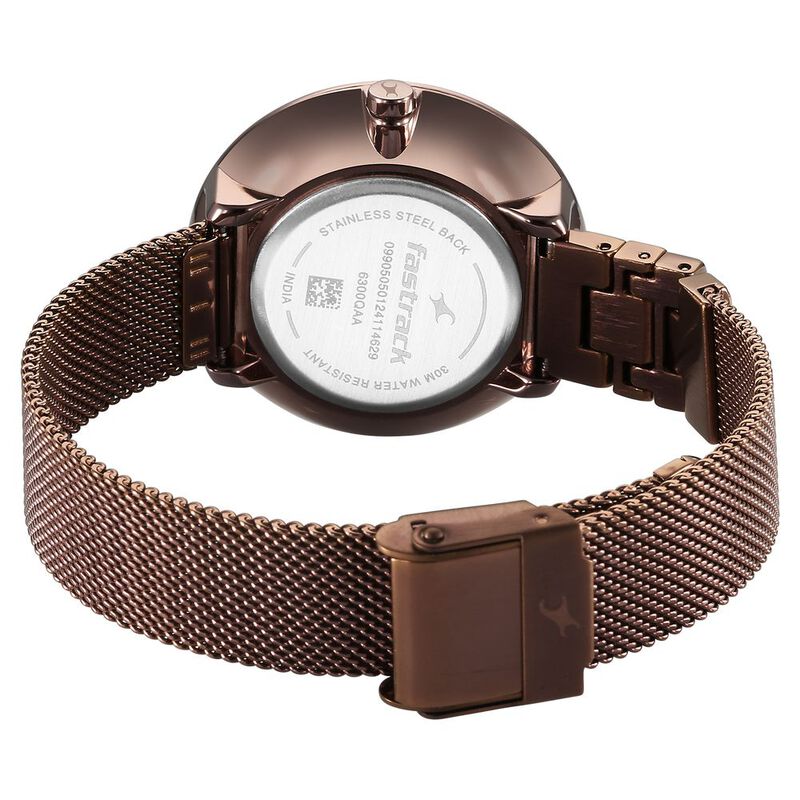 Fastrack Fleek Quartz Analog Brown Dial Stainless Steel Strap Watch for ...