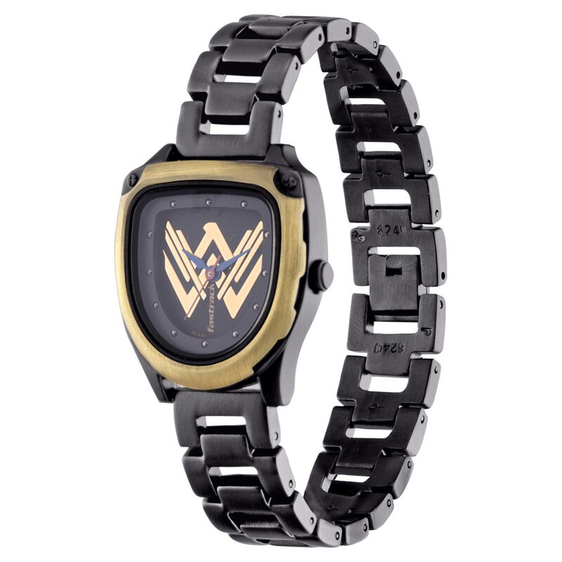 Fastrack Wonder Woman Quartz Analog Black Dial Metal Strap Watch for Girls