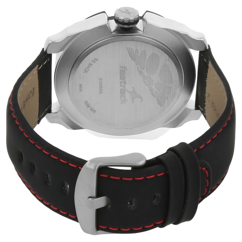 Fastrack Motorheads Quartz Analog Red Dial Leather Strap Watch for Guys