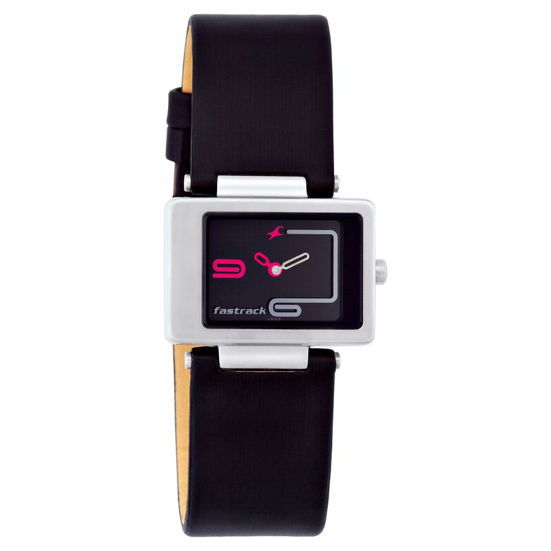 Buy Online Fastrack Quartz Analog Black Dial Leather Strap Watch for ...