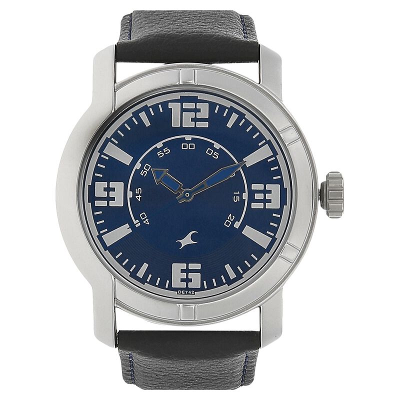 Buy Online Fastrack Quartz Analog Blue Dial Leather Strap Watch for ...