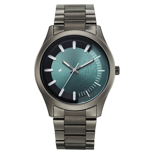 Buy Online Fastrack Wild Quartz Analog Green Dial Gun Metal Strap Watch ...