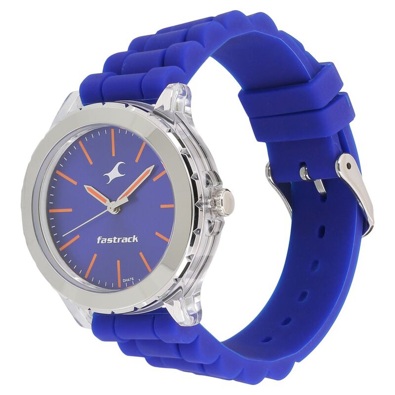 Fastrack Trendies Quartz Analog Blue Dial Silicone Strap Watch for Girls