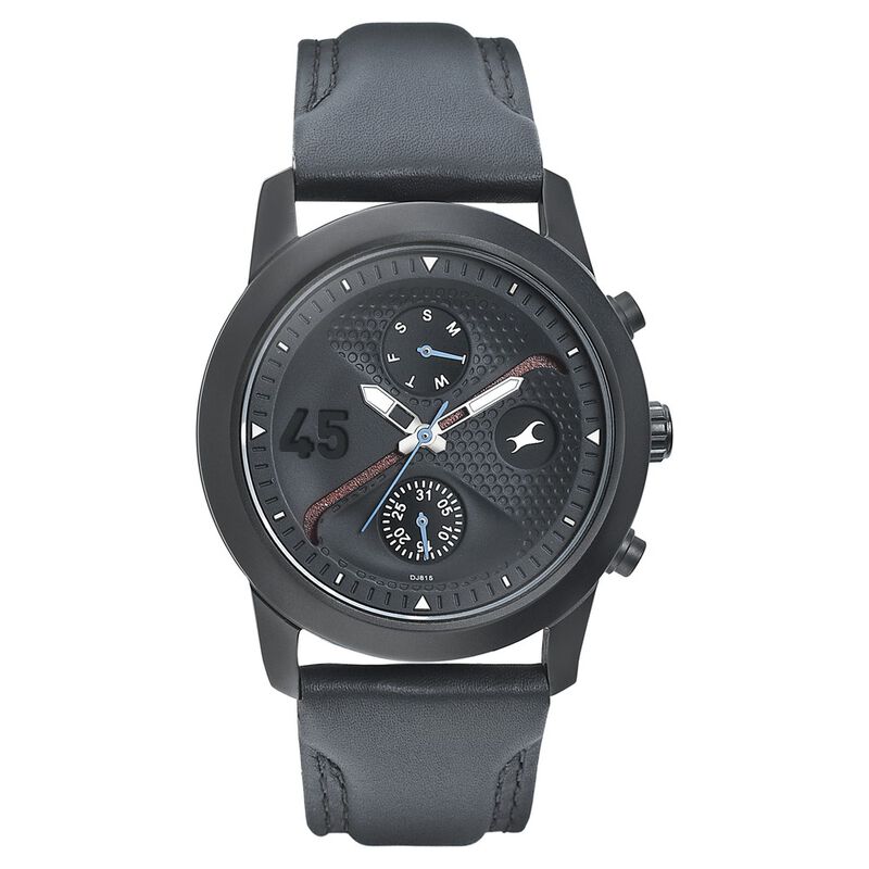 Fastrack Go Skate Quartz Multifunction Black Dial Leather Strap Watch ...