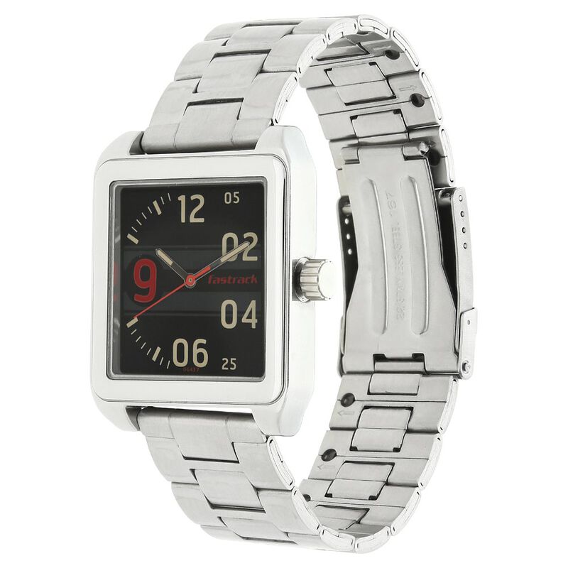 Fastrack Bare Basics Quartz Analog Black Dial Stainless Steel Strap ...
