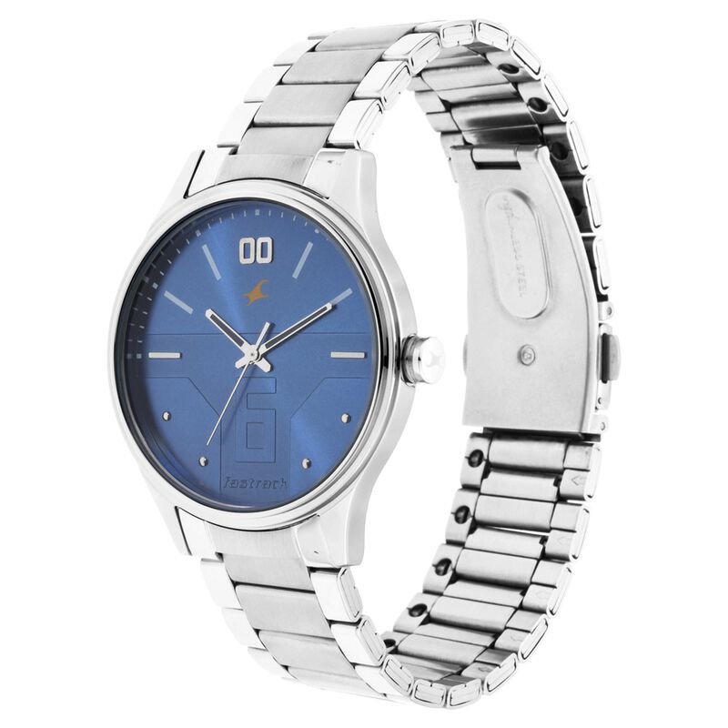 Fastrack Bare Basics Quartz Analog Blue Dial Stainless Steel Strap ...
