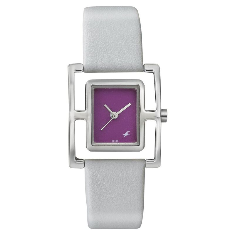 Buy Online Fastrack Quartz Analog Purple Dial Leather Strap Watch for ...