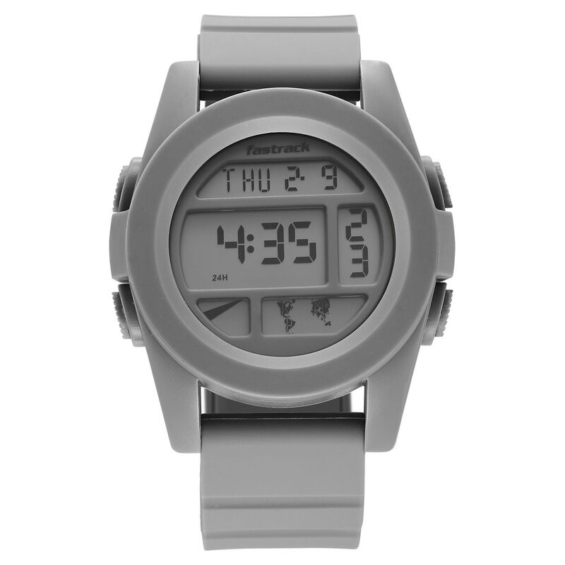 Buy Online Fastrack StreetStyle Digital Grey Dial Grey Silicone Strap ...