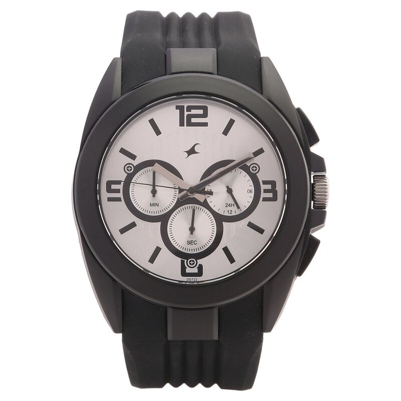 Buy Online Fastrack Quartz Chronograph Silver Dial Plastic Strap Watch ...